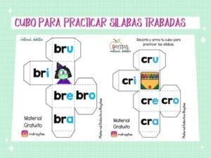 Actividades con silabas trabadas para imprimir en PDF - mimaterialeducativo.com