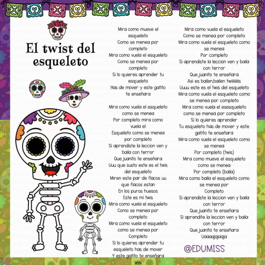 Letra de Canciones día de muertos - mimaterialeducativo.com